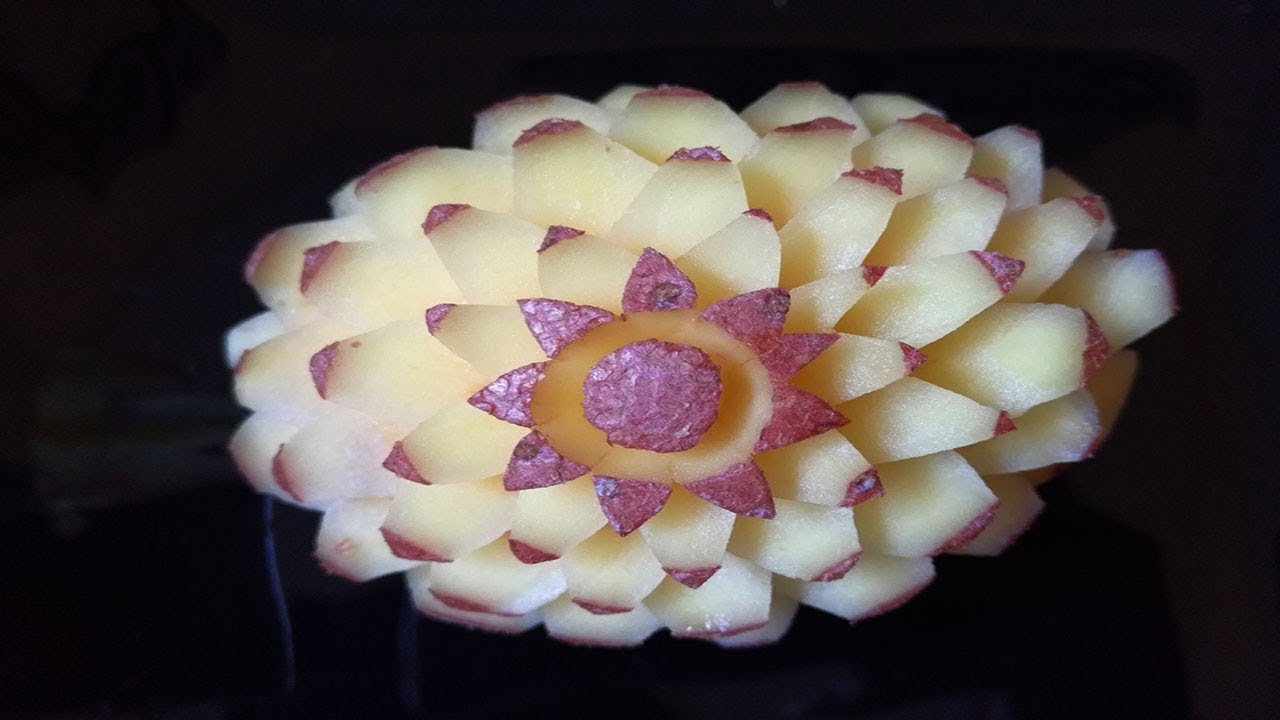Art Of Carving Potato Vegetable In beautiful Flower - YouTube