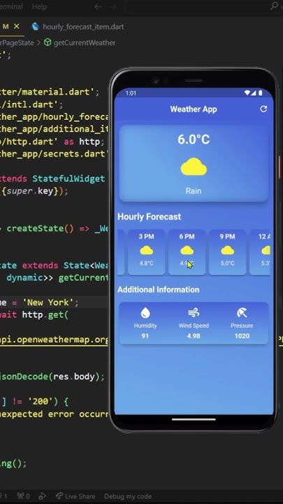 Weather app using Flutter and utilising an openweathermap.org - YouTube