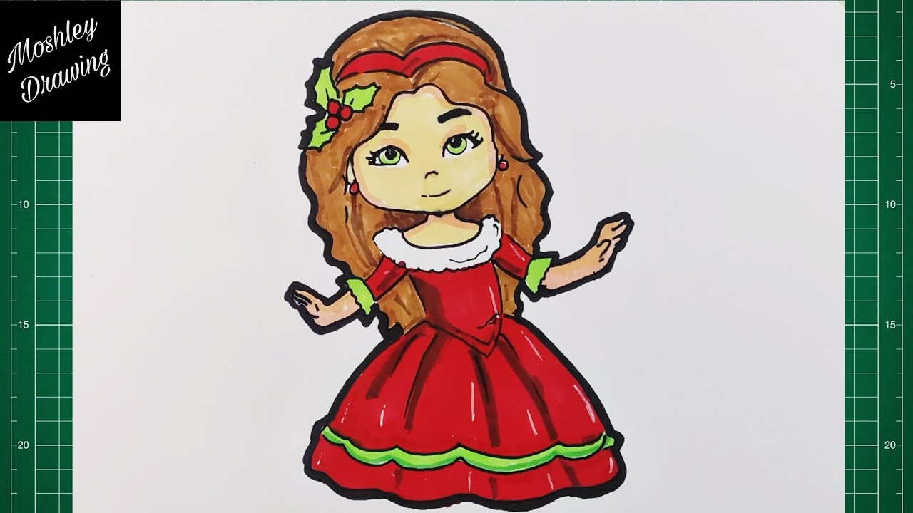 How to Draw Christmas Princess - Christmas Drawing Tutorial - YouTube