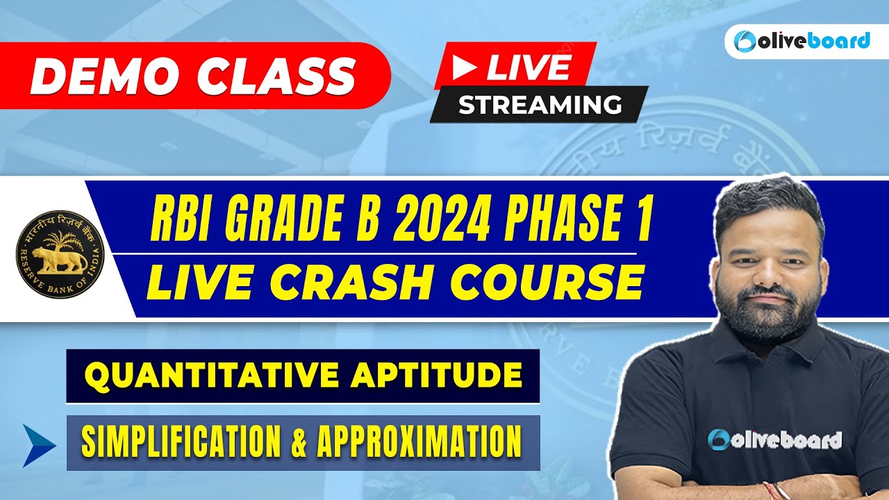 RBI Grade B Phase 1 Preparation 2024 | Quant | Crash Course ...