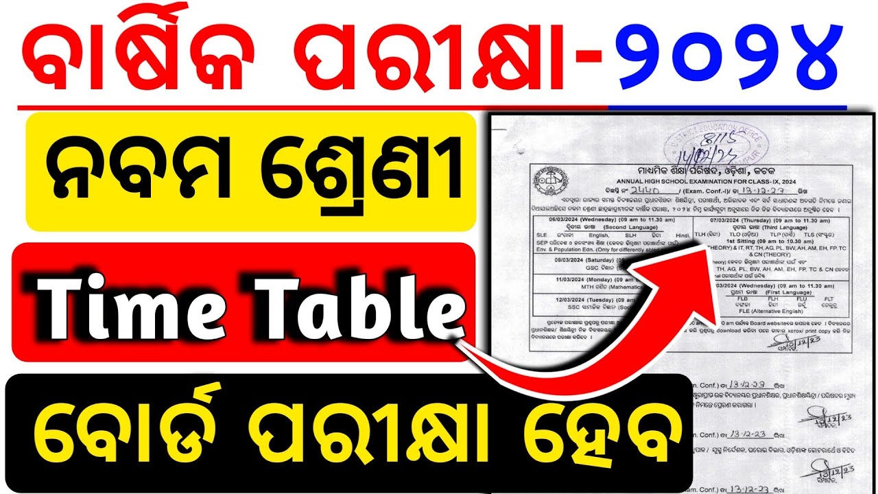9th annual exam time table 2023 ll barshika parikhya time table class 9 ...