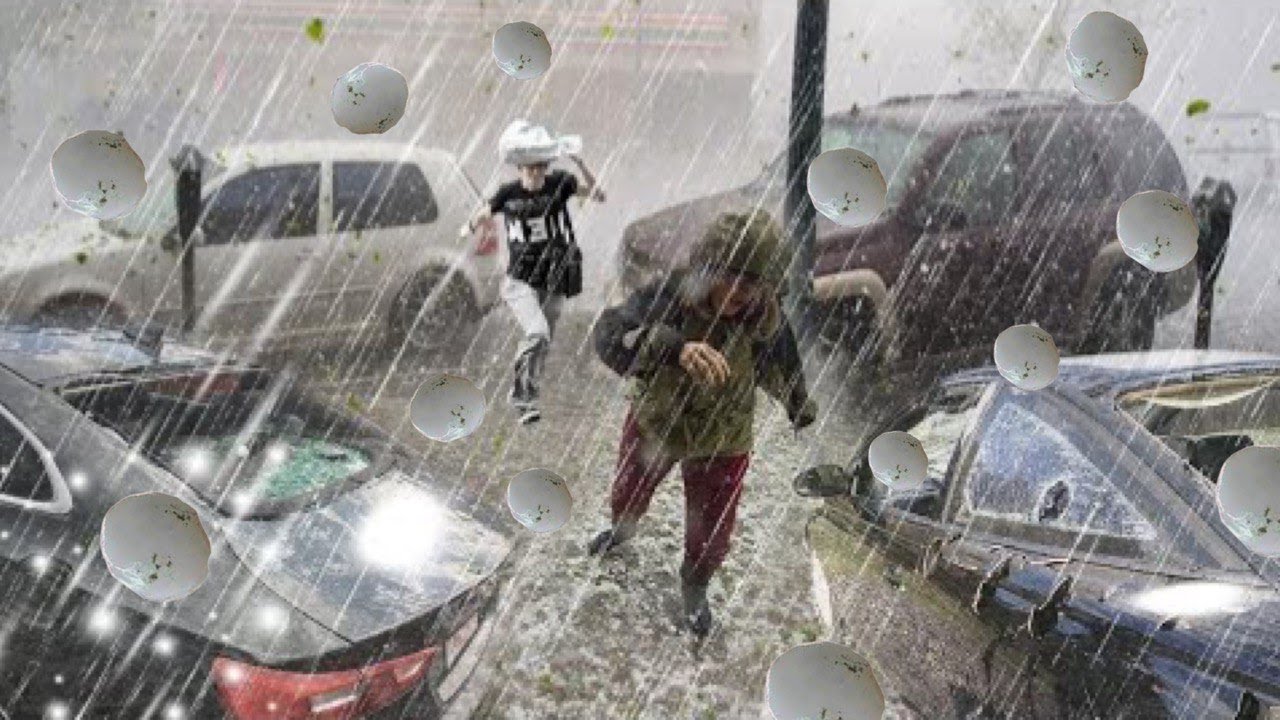 Stones from the sky or giant hail fell on Poland - YouTube