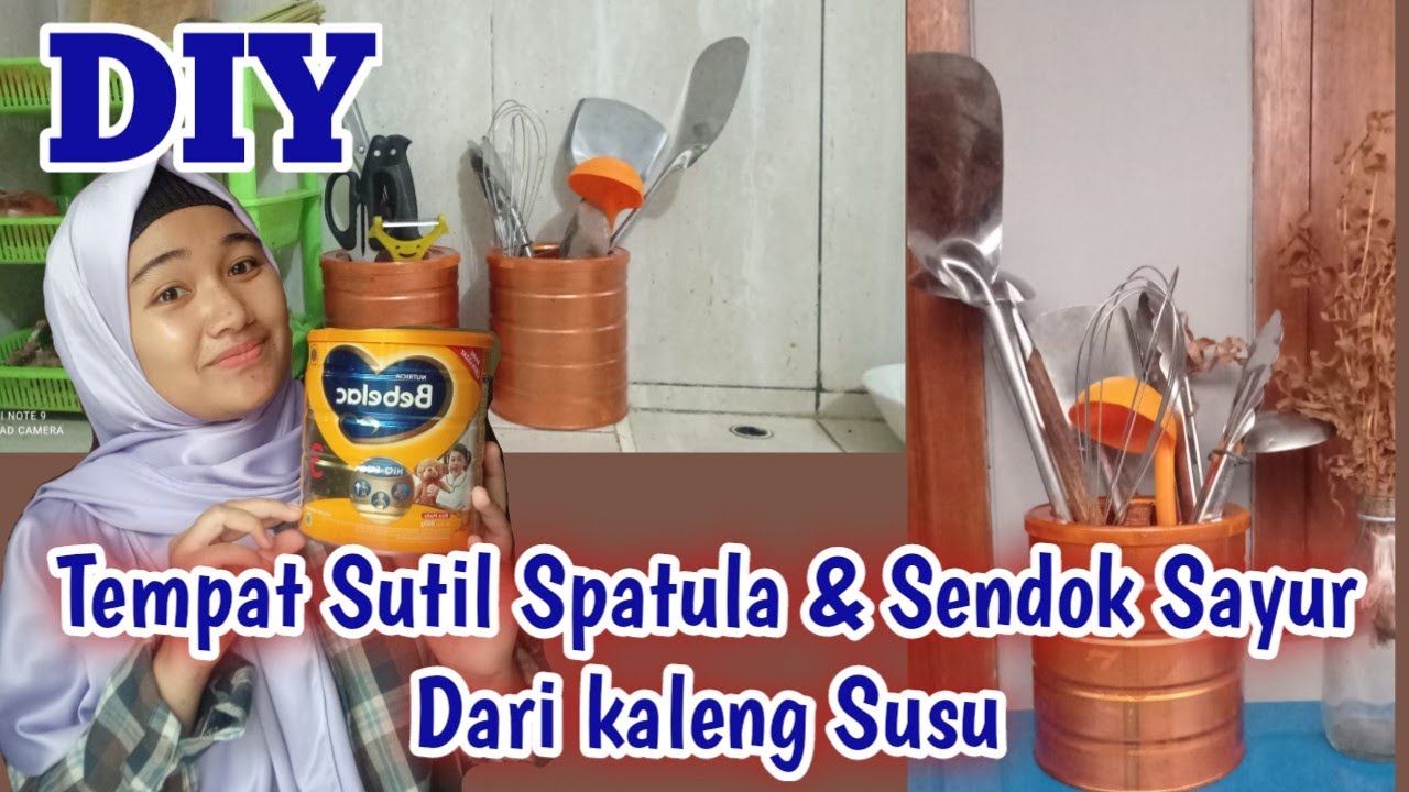DIY Tempat Sutil Spatula dan Sendok Sayur dari Kaleng Susu | Perintilan ...
