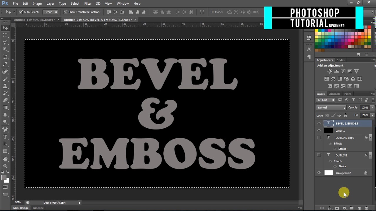 Photoshop Tutorial For Beginner Chapter #18# Text with Outline & Bevel ...