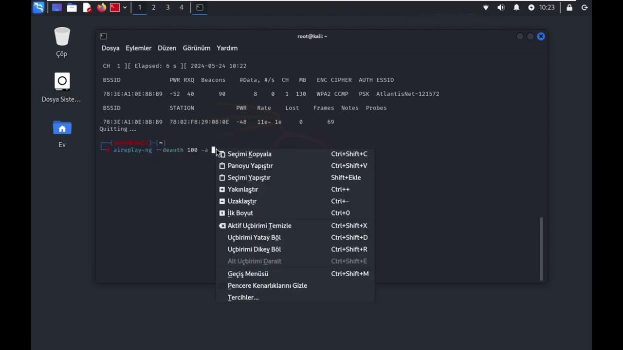 Ağdaki cihazların bağlantısını kesme saldırısı (Deauth Attack) -Kali Linux - YouTube
