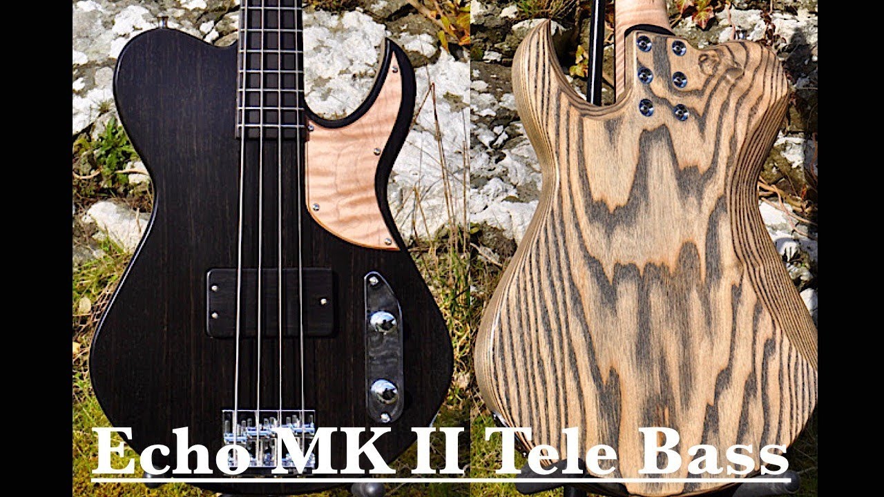 Echo MK II Medium Scale Tele Bass Guitar Demo Ebony and Flamed Maple - YouTube