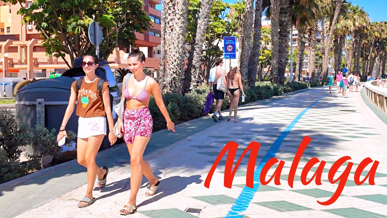 🇪🇸 Malaga Spain Beach Promenade Walk | Malagueta Paseo Marítimo Pablo ...