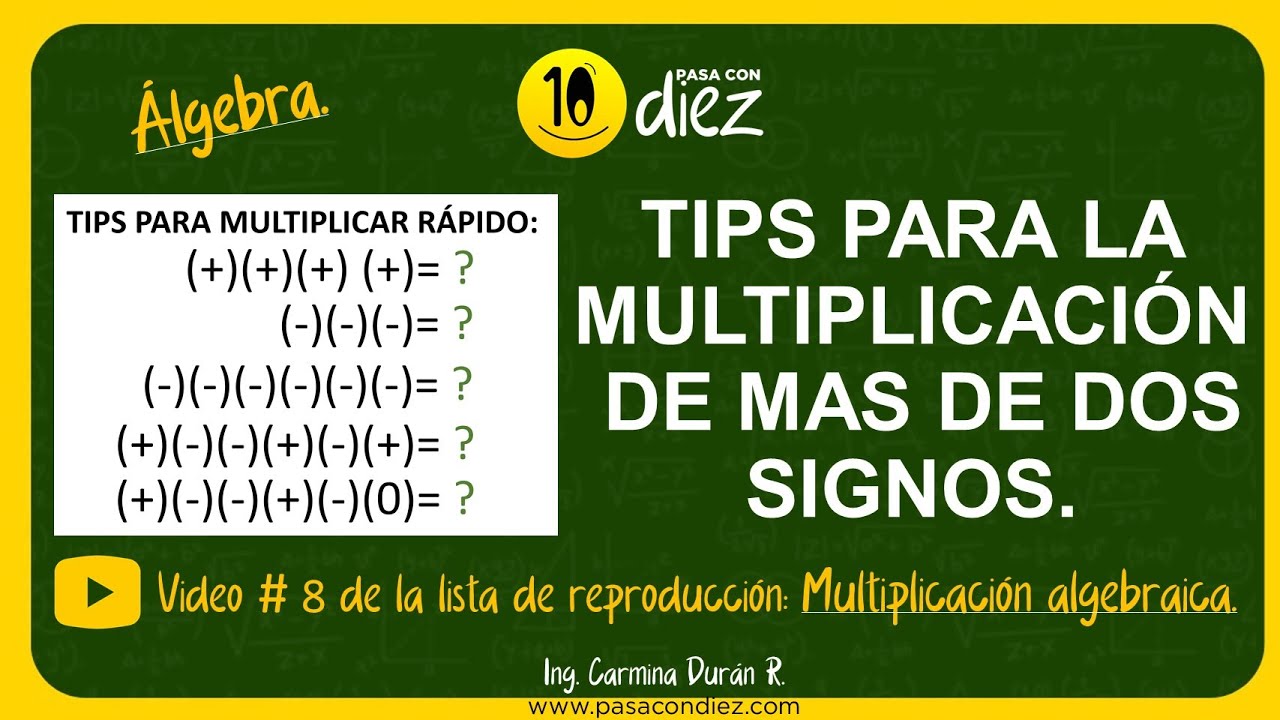 MULTIPLICACIÓN DE SIGNOS, TIPS PARA MULTIPLICAR MÁS DE 2 SIGNOS. - YouTube