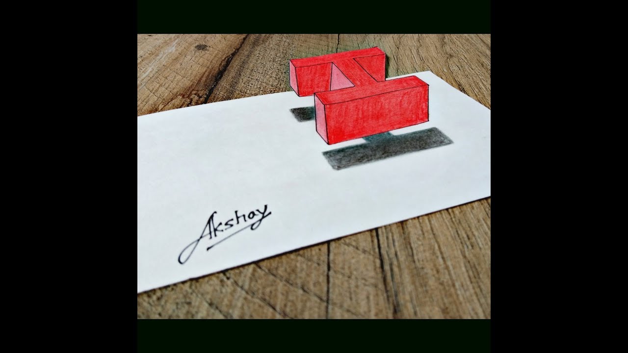 How To Draw 3d Floating Letter "H" - 3d Trick Art On Paper - Drawing 3D ...
