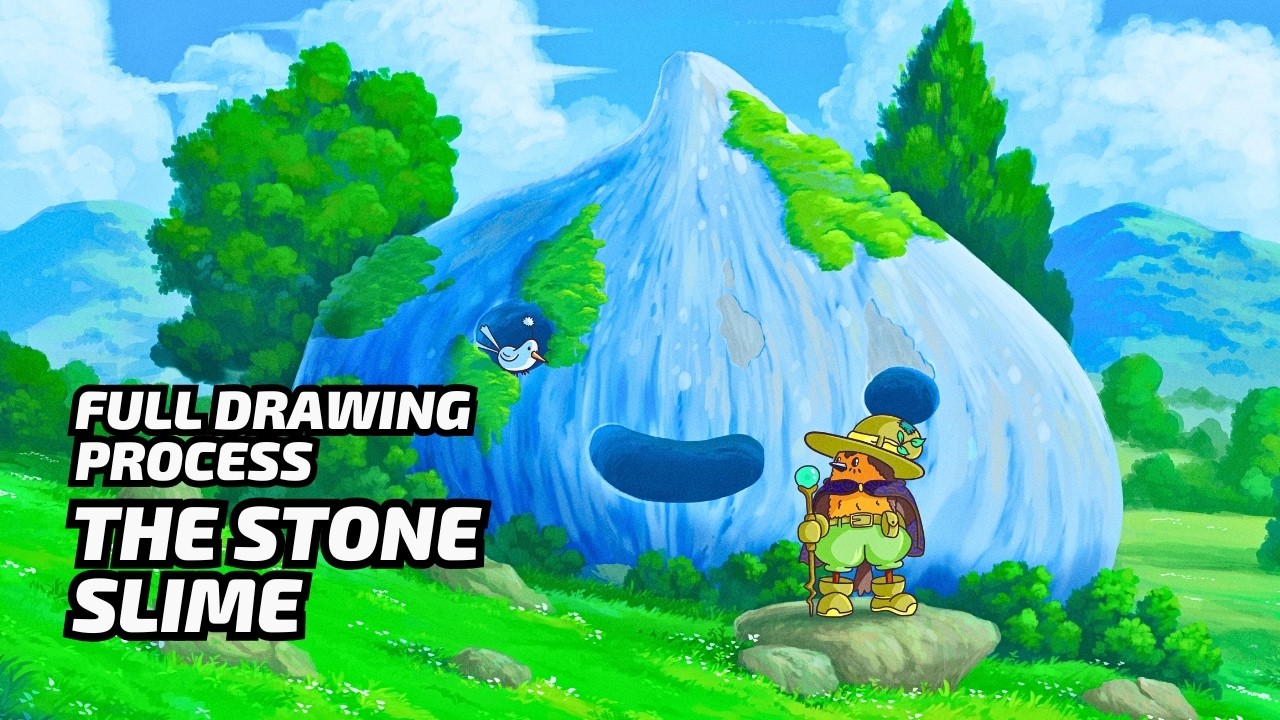 The Stone Slime - Ghibli Style Drawing Full Process - YouTube
