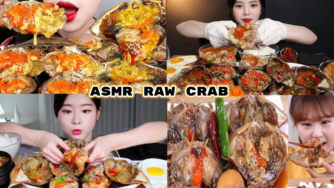 ASMR MARINATED RAW CRAB MUKBANG COMPILATION 🦀 - YouTube