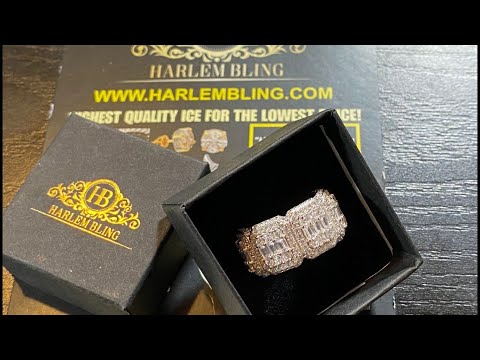 Harlem bling solid 925 silver baguette iced out pinky ring - YouTube