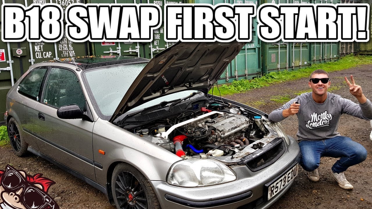🐒 HONDA CIVIC BUILD Ep8 - B18 SWAP FIRST START! - YouTube