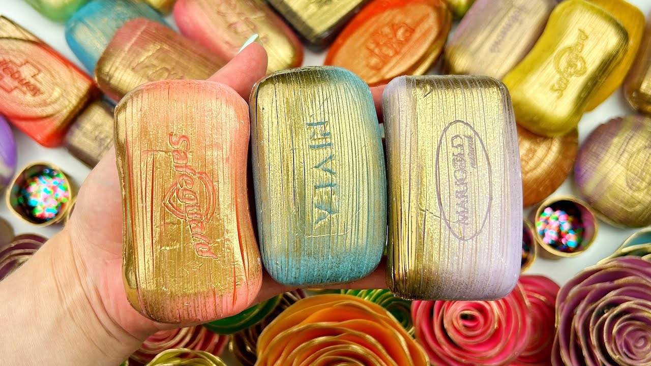 Hand crush soap stripes★Soap roses★Crushing сut soap★Cutting soap cubes ...