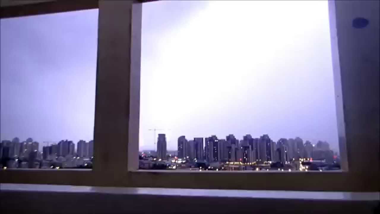 lightning and hail storm in Israel Jerusalem 13 12 13 - YouTube