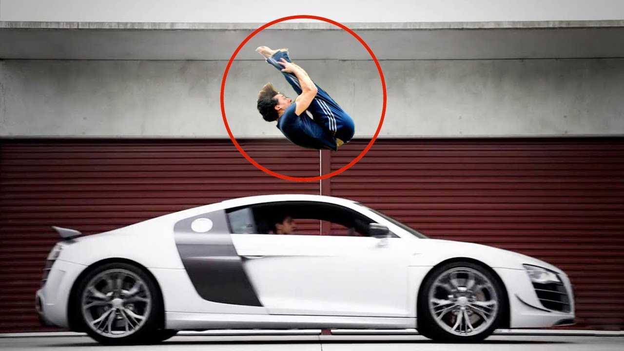 Tiger Shroff Amazing Backflip Over Speeding Sport Car - YouTube