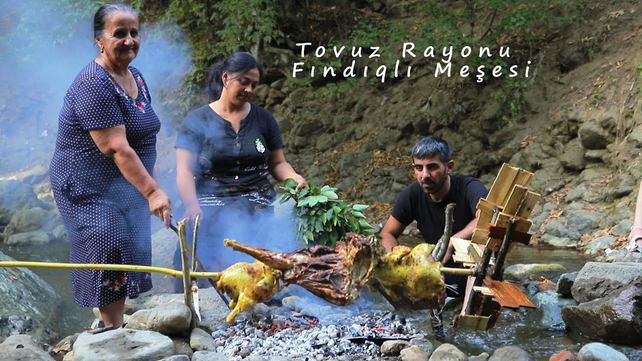 Made a Water Skewer in a Forest River Basturma Kebab Karabakh pilaf ...