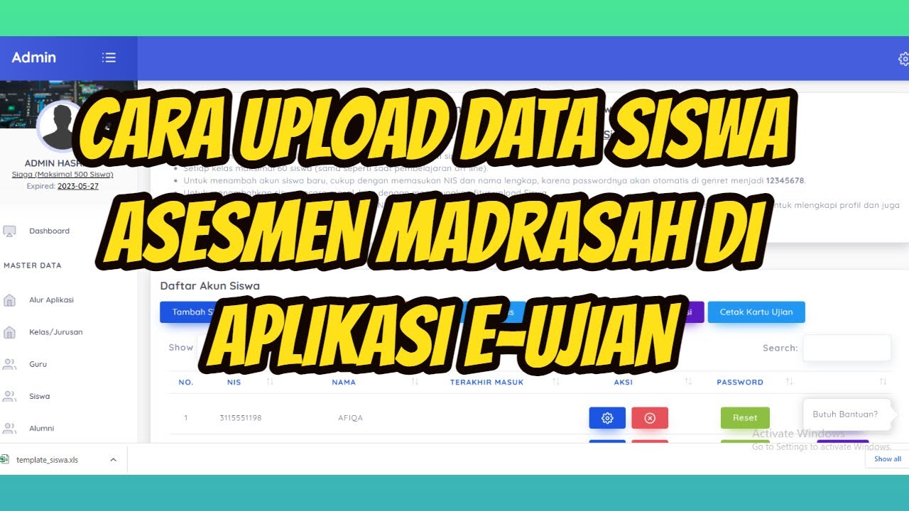 CARA UPLOAD DATA SISWA ASESMEN MADRASAH DI APLIKASI E-UJIAN - YouTube