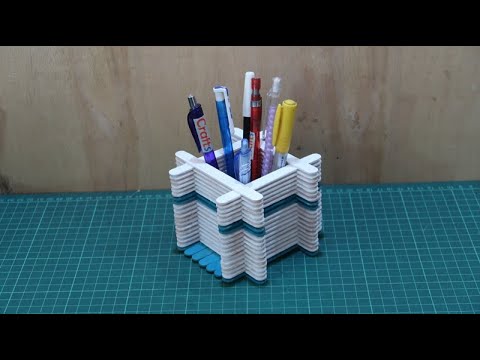 Make a pencil holder from popsicle sticks - YouTube