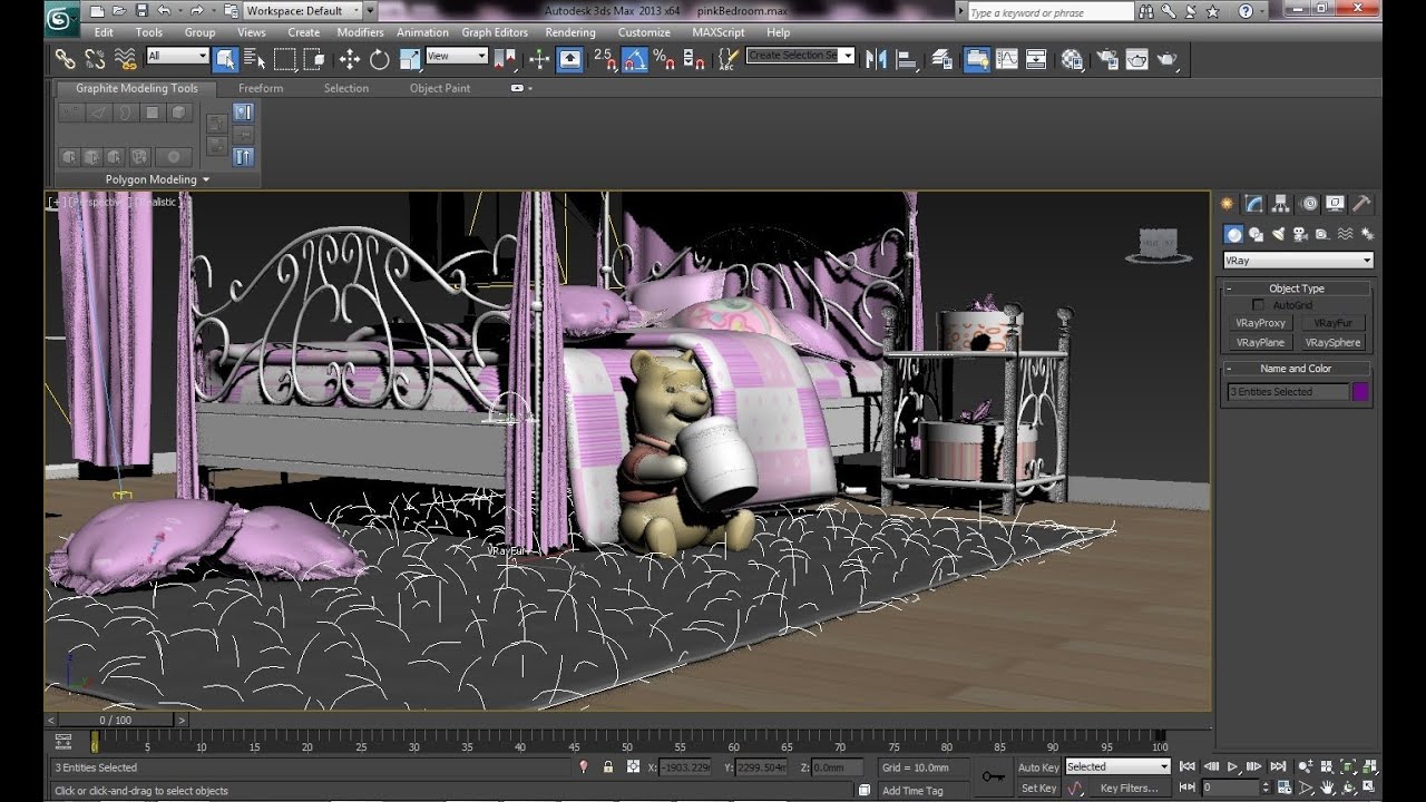 3ds Max Tutorial|Realistic Interiors in V ray|Carpet Fur|Fresnel ...