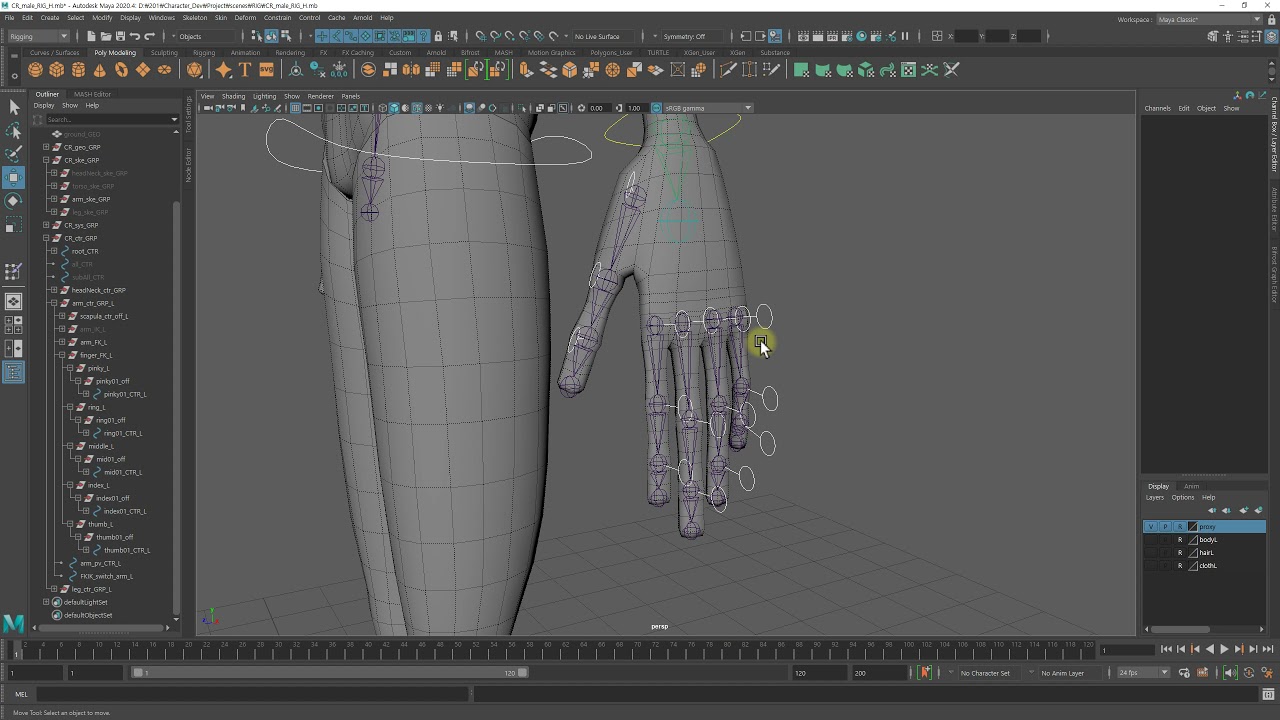 Maya Character Rigging 09 - hand controls - YouTube