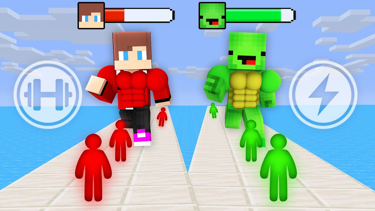Mikey and JJ Strong Run 3D Rush - Maizen Minecraft Animation - YouTube
