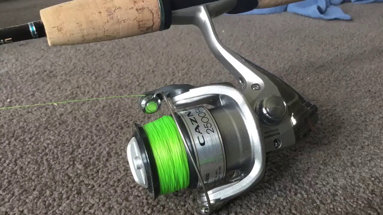 Spooling Braid On 2500 Shimano Cazna | 15lb suffix Braid - YouTube