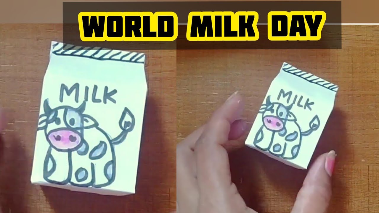 Miniature Milk Box with Paper | Paper Craft | Milk Day Craft|| 1 june ...