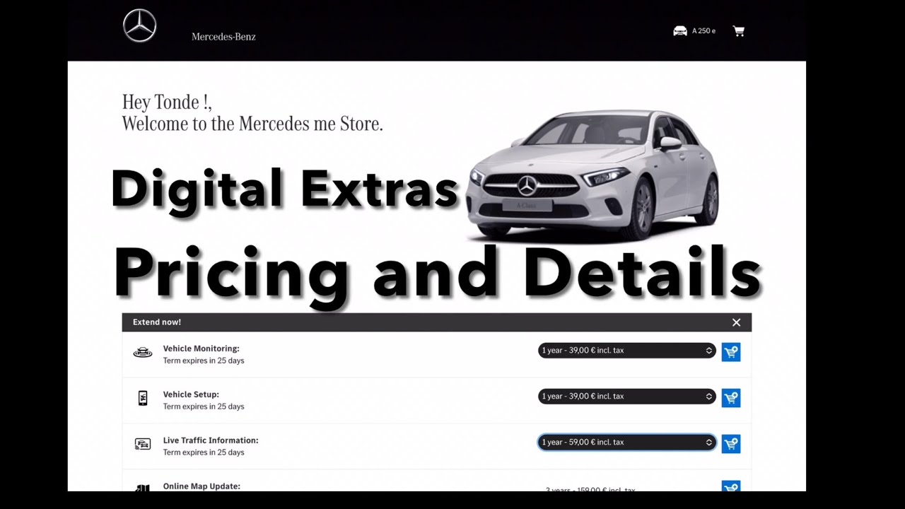 Mercedes Digital Extras - Pricing and Details - A250e - YouTube