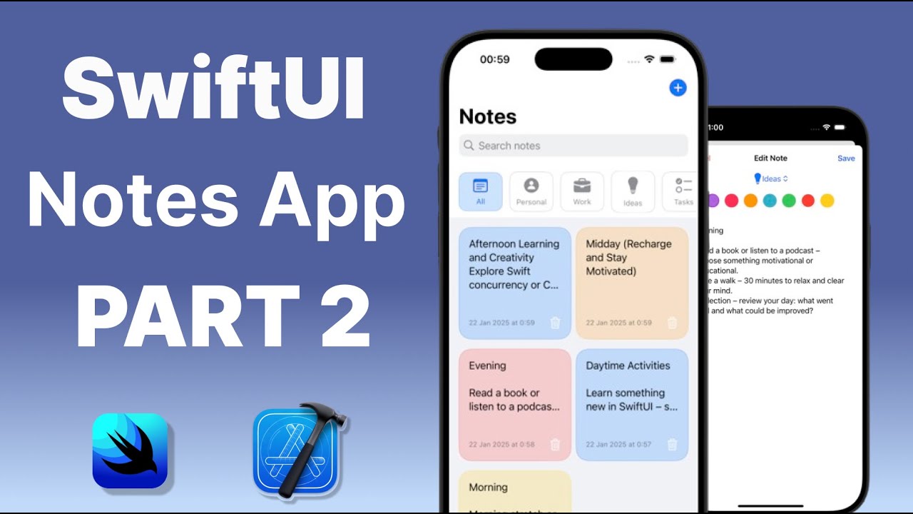 SwiftUI Notes App Tutorial PART 2 – Categories, Custom Colors & Search ...