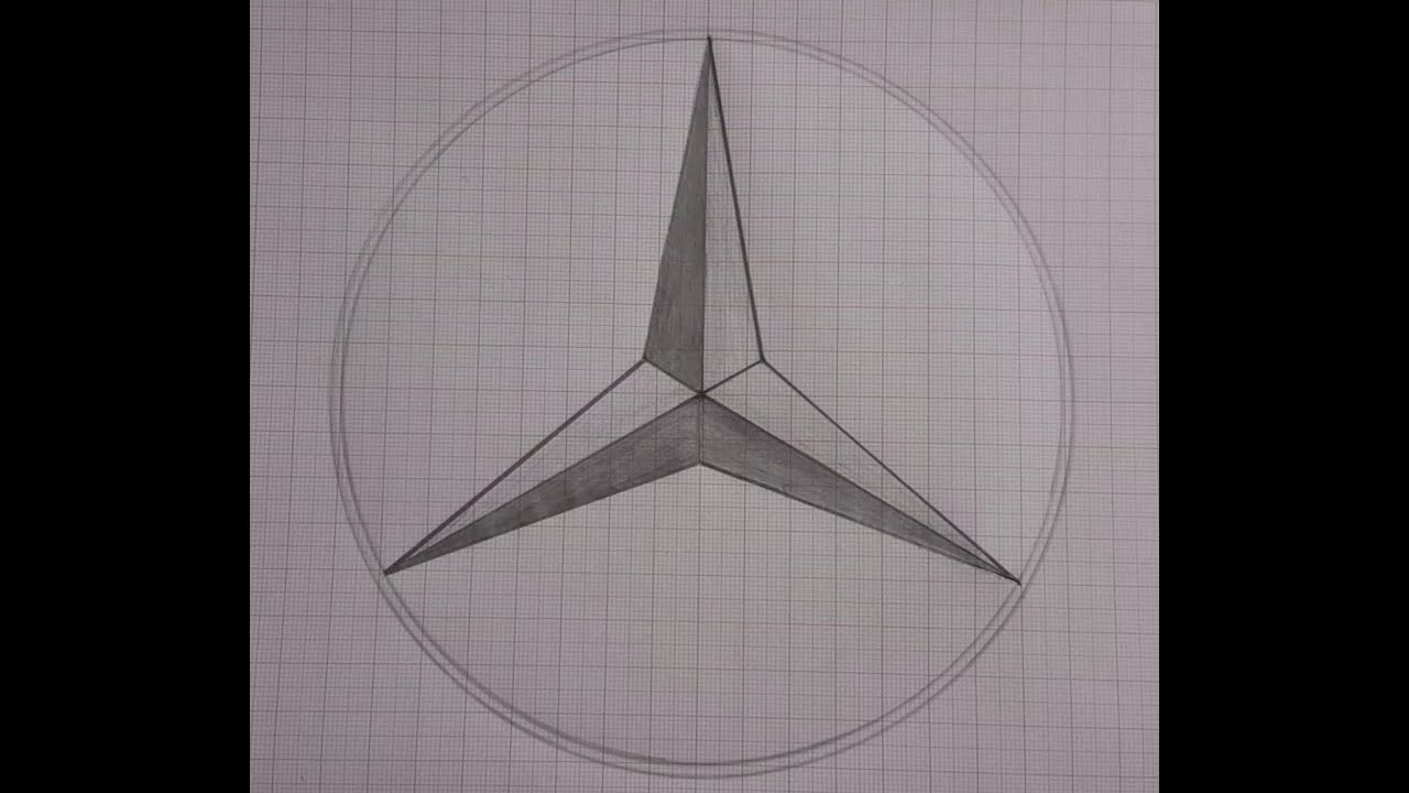 (How to draw Mercedes-BENZ logo by geometric set (with simple way - YouTube
