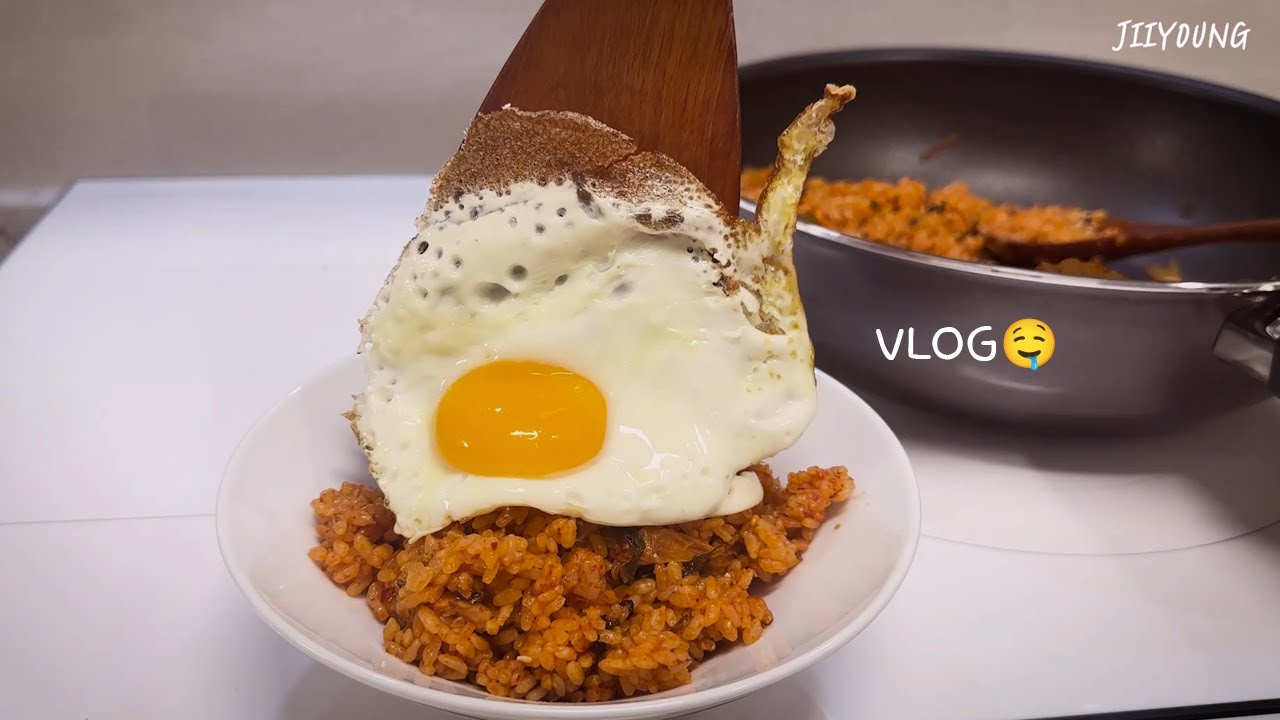 Eng Vlog|자취생 간단 요리 당근김밥and김치멸치김밥 김치볶음밥🥕 코스트코 오리불고기 블루베리 요거트🦆 얼큰하고 맛있는