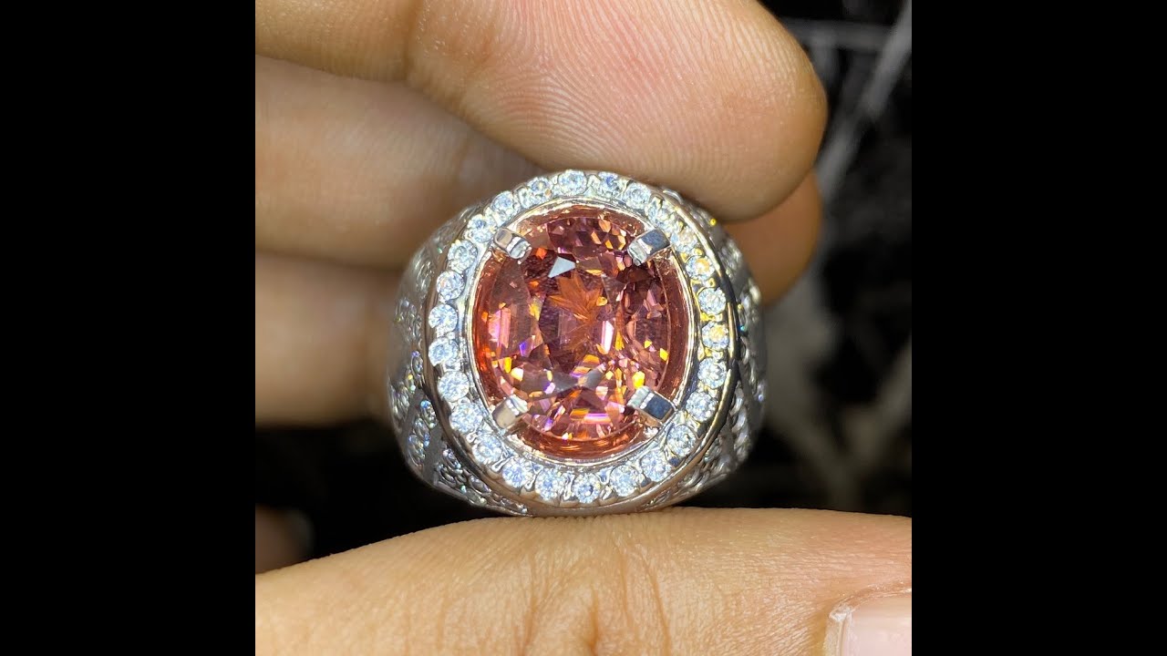 Natural 6.60ct Permata Orange Pink Zircon Cambodia Brutal Luster - YouTube