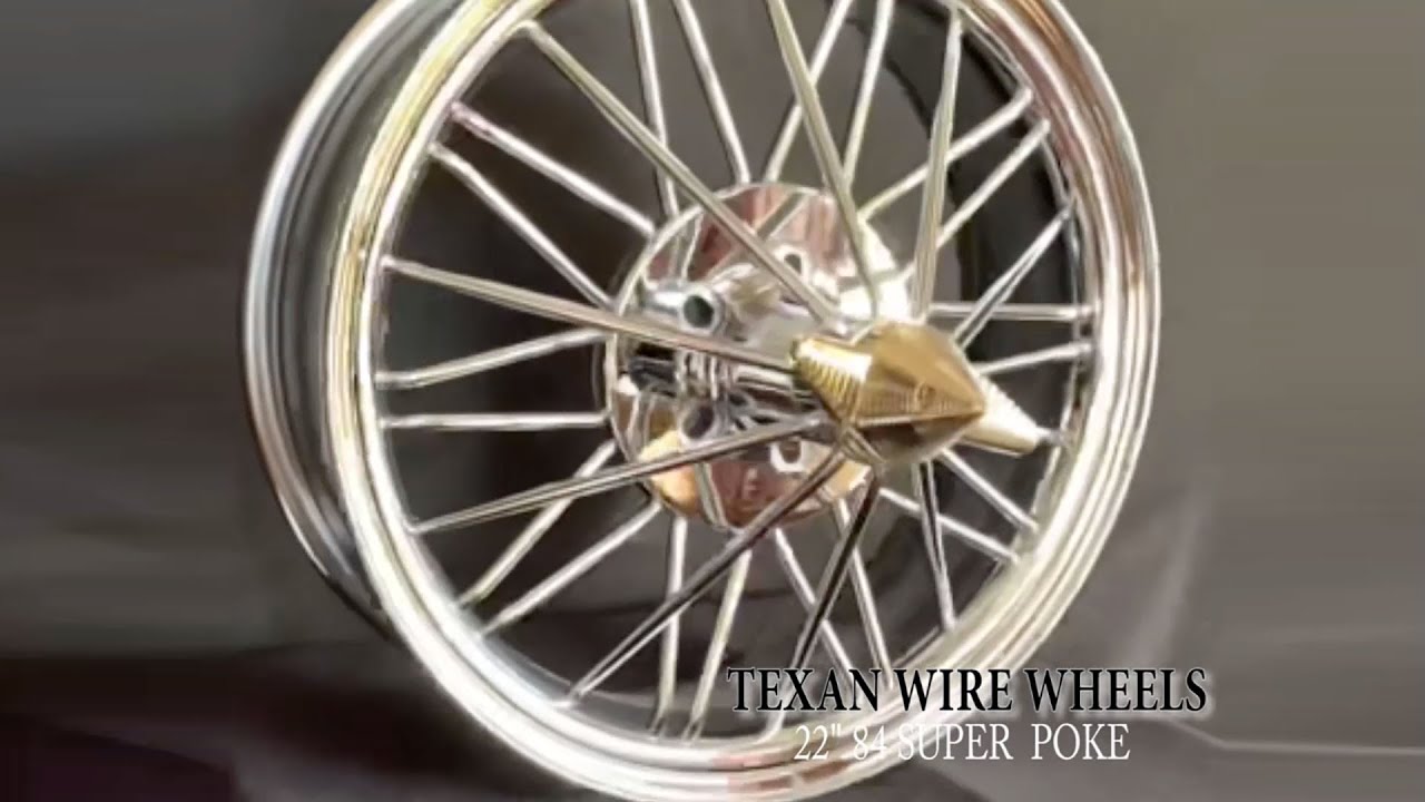 22 inch 84s® Super Poke® 30 Spoke Elbow® Wire Wheels - YouTube