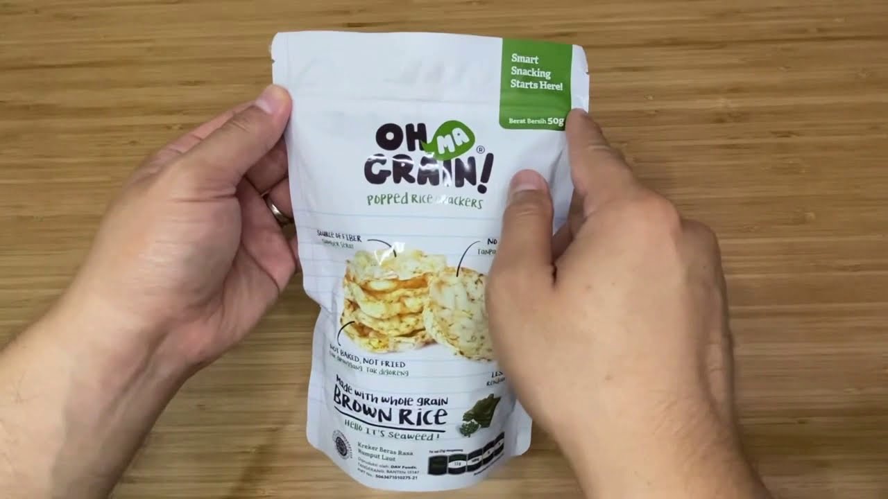 Oh Ma Grain! Organic Rice Crackers -Seaweed- [Unboxing] - YouTube
