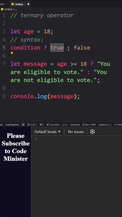 Ternary Operator In Javascript Day 13 Of 45 Days Javascript Challenge