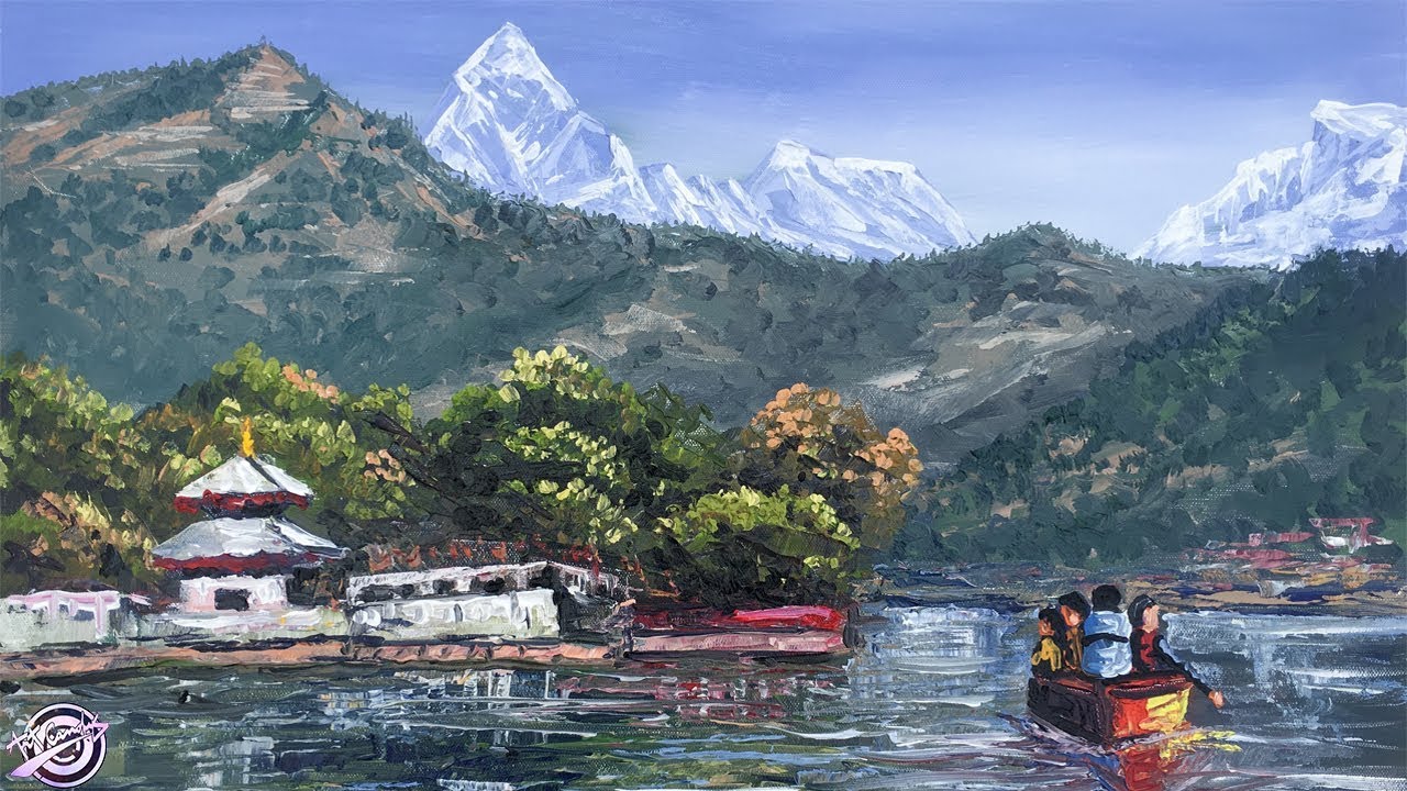 Fewa Lake Painting | Landscape Painting | Art Candy - YouTube
