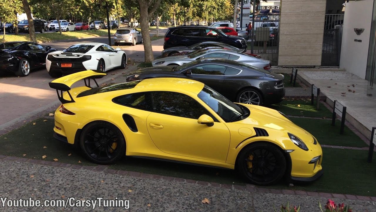 Porsche 911 991 GT3RS PTS Yellow - Details, Start Up and Leave - YouTube