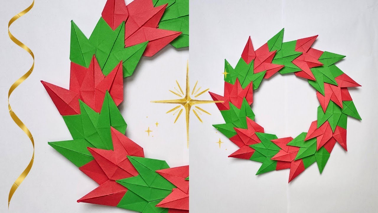 Paper CHRISTMAS WREATH 🎄 | How to make origami wreath - YouTube