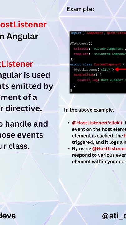 What is @HostListener decorator in Angular? #shorts #angular #interview - YouTube