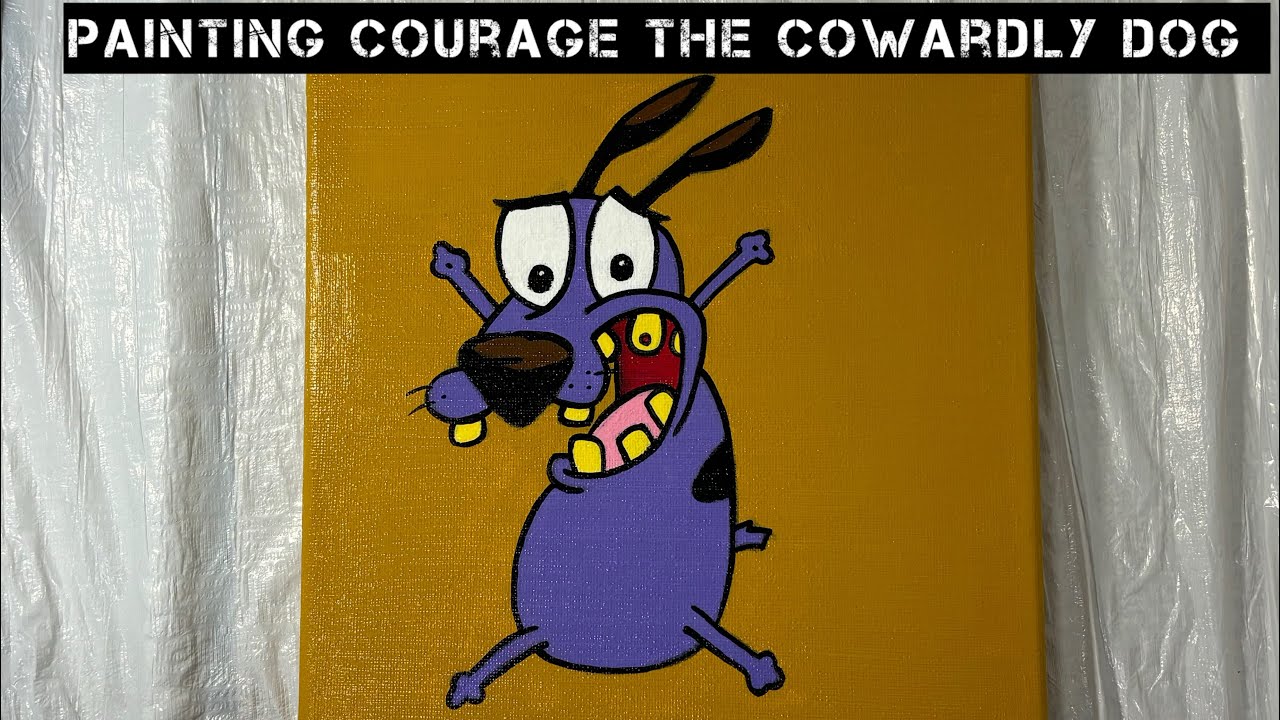 Painting Courage The Cowardly Dog With A Yellow Ochre Background - YouTube