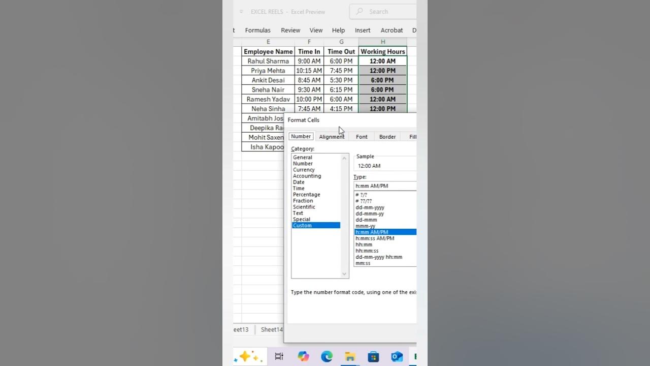 Find Working Hours In Excel Using Mod Function | Time Calculation Trick 