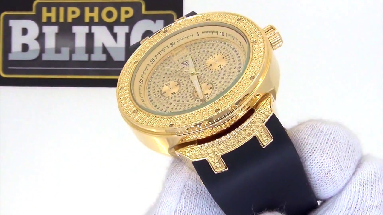 Super Techno Diamond Watch | Hip Hop Gold Watches M6276 - YouTube