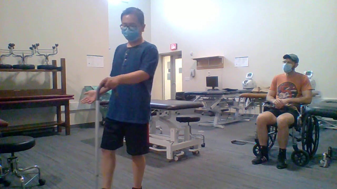 Straight Cane 3 Point Step To (R LE WBAT) - YouTube