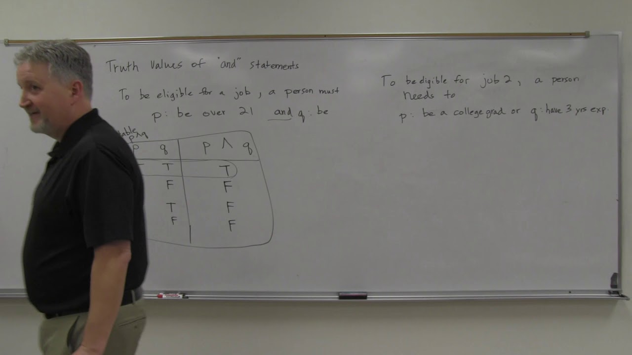 MTH 130 Section 3.2a Truth Values of "And" & "or" Statements; Truth ...