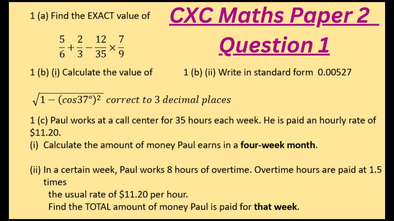 Fractions, Inequality, Wages - Question 1 CXC Paper 2 May 2023 | - YouTube