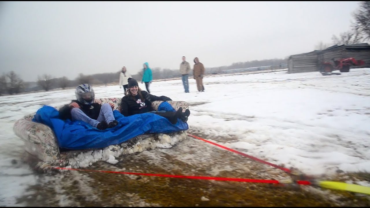 Redneck Couch Sledding - YouTube