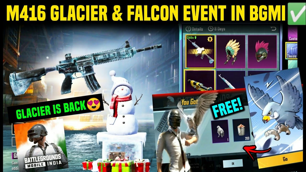 M416 GLACIER BACK IN BGMI | BGMI FREE FALCON EVENT | BGMI 2.9 UPDATE ...