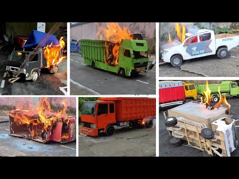 Komplikasi Truk Terbakar Versi Miniatur Truk Kardus