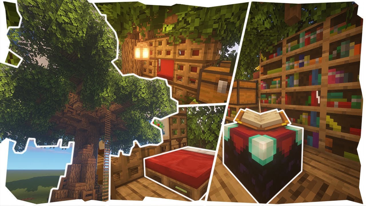 Minecraft Starter Treehouse - Build Tutorial - YouTube